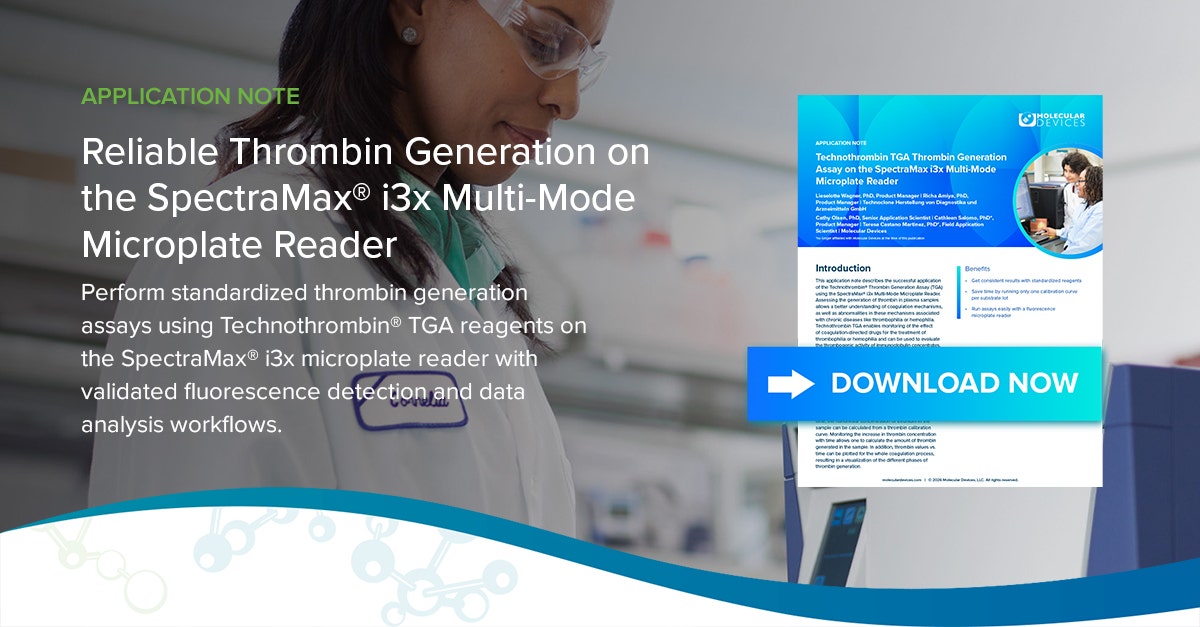 Technothrombin TGA Thrombin Generation Assay on SpectraMax i3x