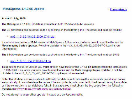 MetaXpress® Software: Update software to latest version