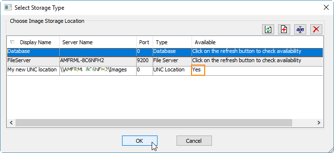 MDCStore™: Add image storage location (UNC)