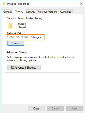 MDCStore™: Add image storage location (UNC)