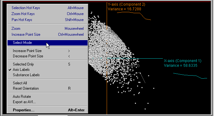 Acuity: select substances directly in a PCA