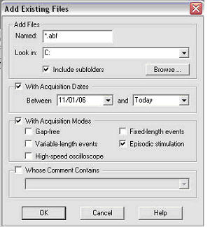 Exporting ABF v. 2 files to ABF v. 1.83 with the Data File Index