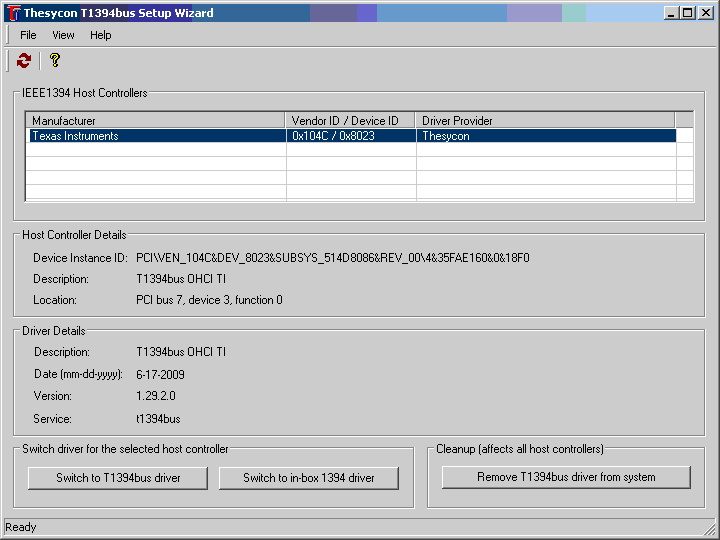How to manage cameras with the Thesycon IEEE 1394 bus driver