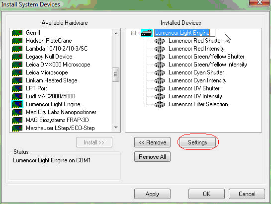 How to control a Lumencor Light Engine