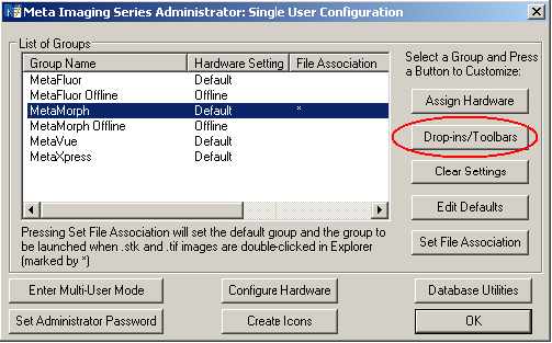 How to Use the Drop-ins/Toolbars in the Meta Imaging Series® Administrator