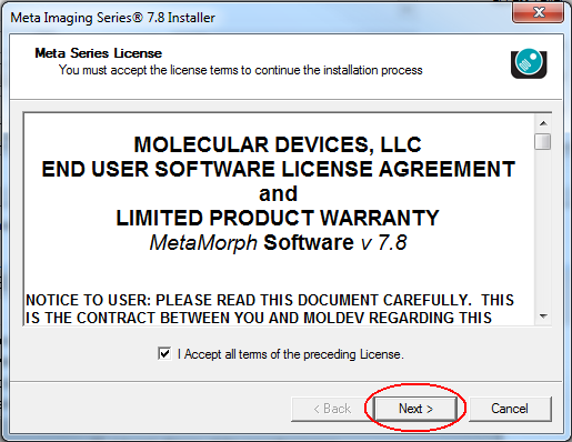 Installing Version 7.8 of the Meta Imaging Series® Software