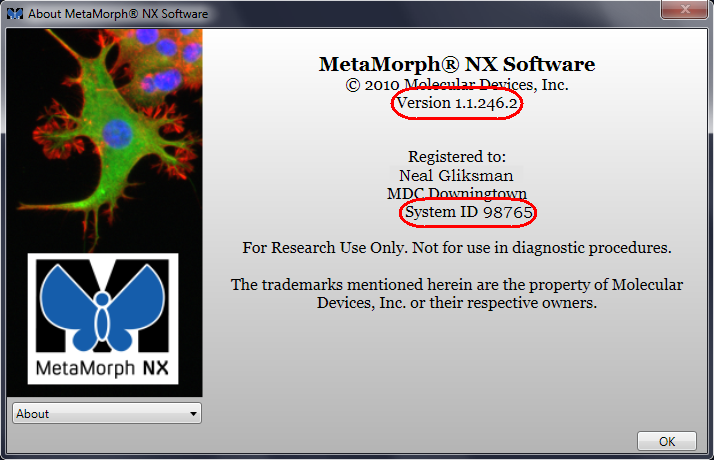 Finding Your System ID and Version of the MetaMorph® NX Software (Legacy)