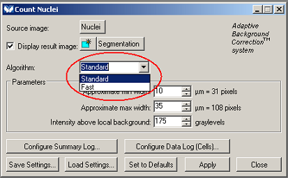 Using the Standard and Fast algorithms in the MetaXpress®, MetaMorph ...