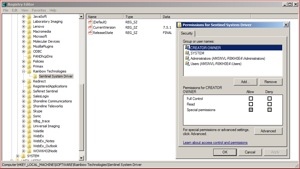 Sentinel driver installation problem