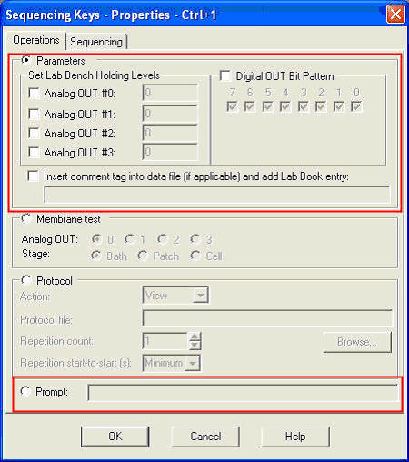 Configuring 'Hot Keys' in Clampex