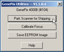 GenePix: Preparing a scanner to move or ship - how to park the scanner