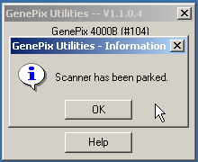 GenePix: Preparing a scanner to move or ship - how to park the scanner