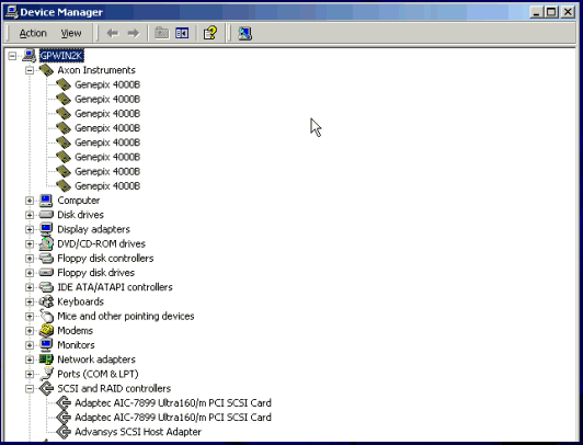 Install a GenePix microarray scanner under Windows 2000