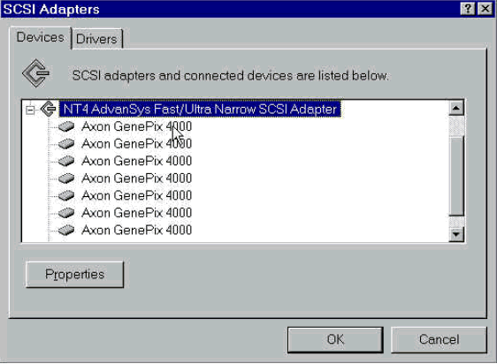Install a SCSI GenePix microarray scanner under Windows NT