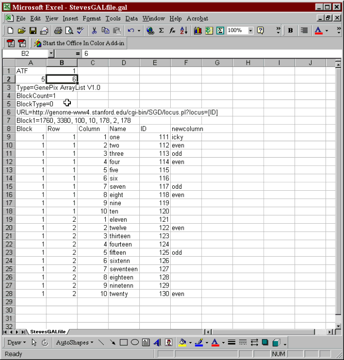 GenePix: Adding custom columns to a GenePix Array List (GAL) file.
